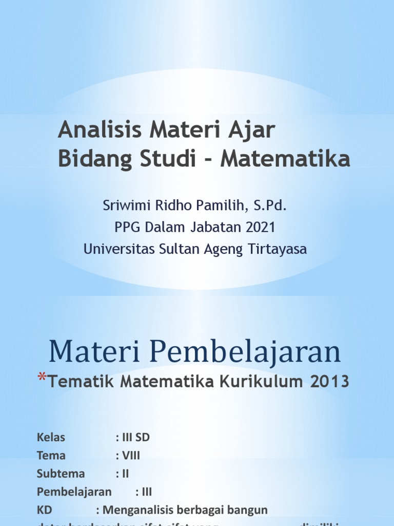 Analisis Materi Ajar Bidang Studi - Matematika | PDF