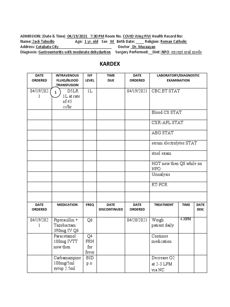 Kardex CRMC | PDF | Health Care | Diseases And Disorders