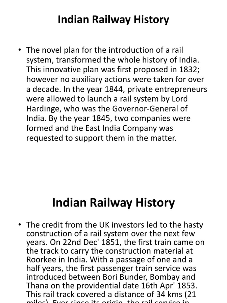 Indian Railway History | PDF | Rail Transport | Land Transport