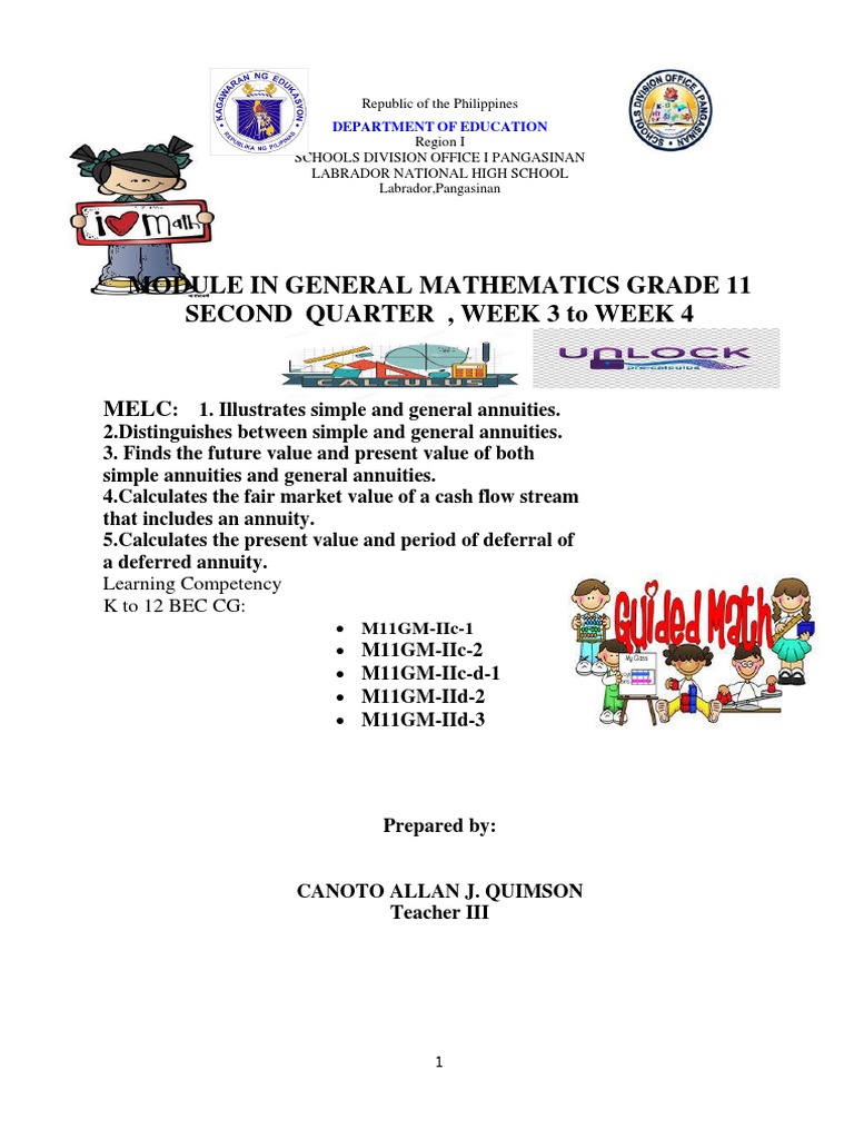 Module in General Mathematics Grade 11 Second Quarter, Week 3 To Week 4 ...