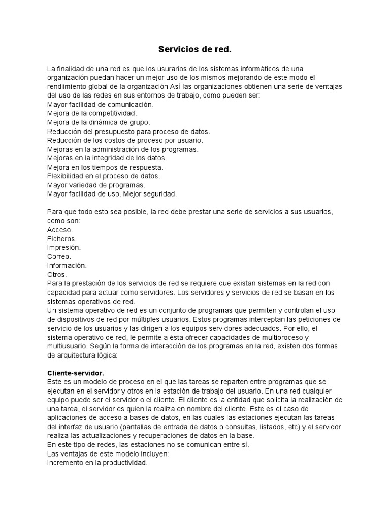 Servicios y Protocolos de Red | PDF | Protocolos de internet | Servicio ...