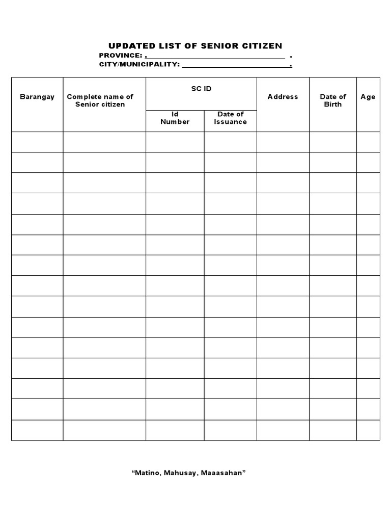 Updated List of Senior Citizen | PDF