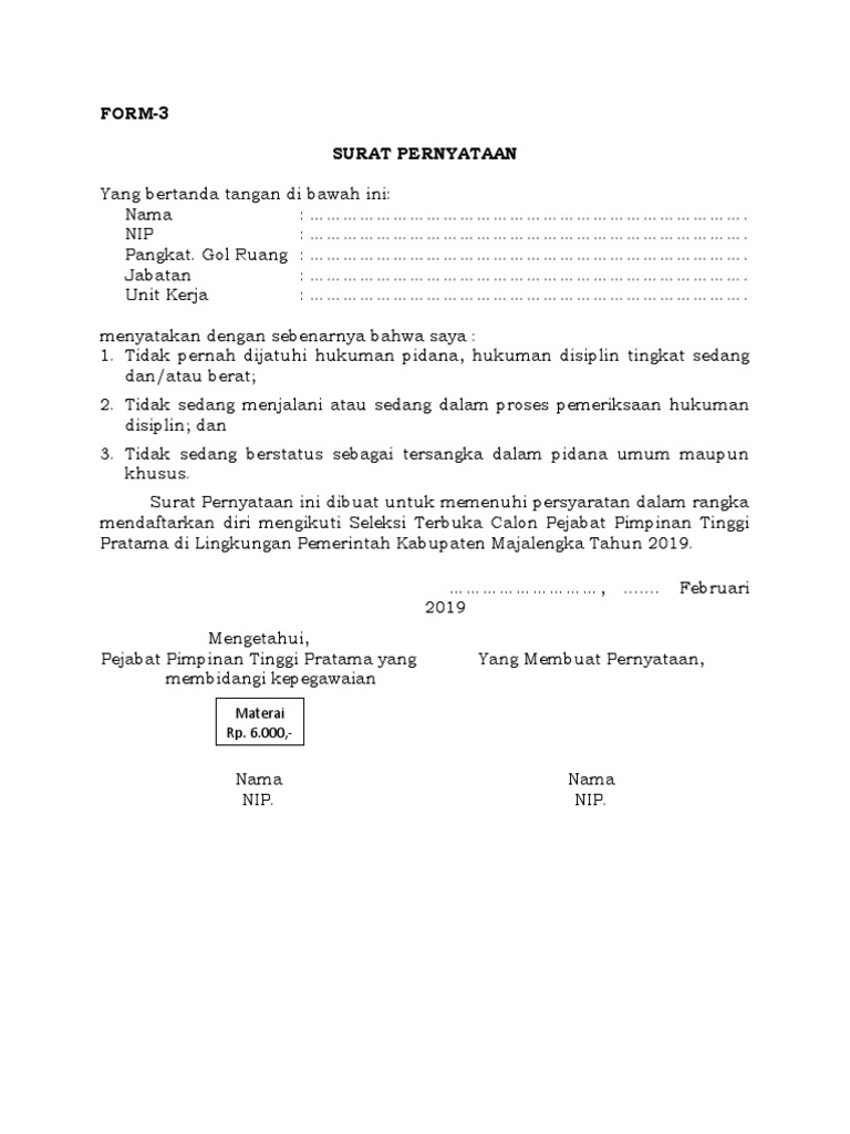 Declaration of No Criminal Record | PDF