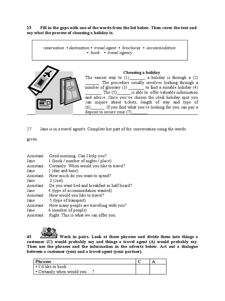 Téma - Making Plans For Holidays - Situations | PDF | Holiday Or ...