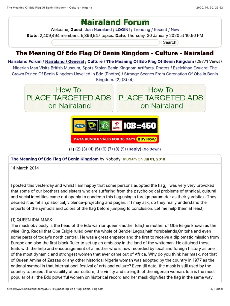 The Meaning of Edo Flag of Benin Kingdom - Culture - Nigeria | PDF ...