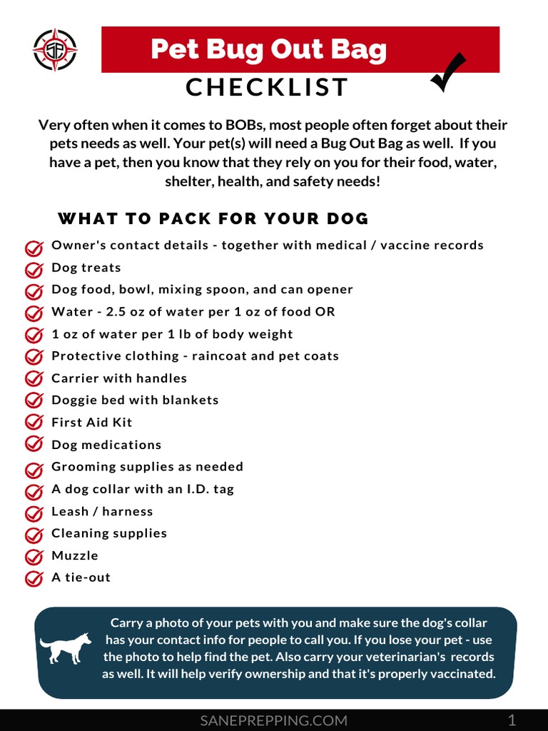 The Ultimate Pet Bug Out Bag Checklist | PDF | Leash | Pet