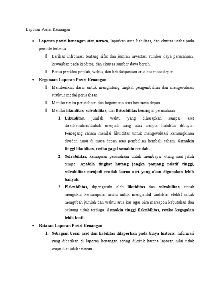 Laporan Posisi Keuangan | PDF | Bisnis | Pengelolaan Keuangan & Uang