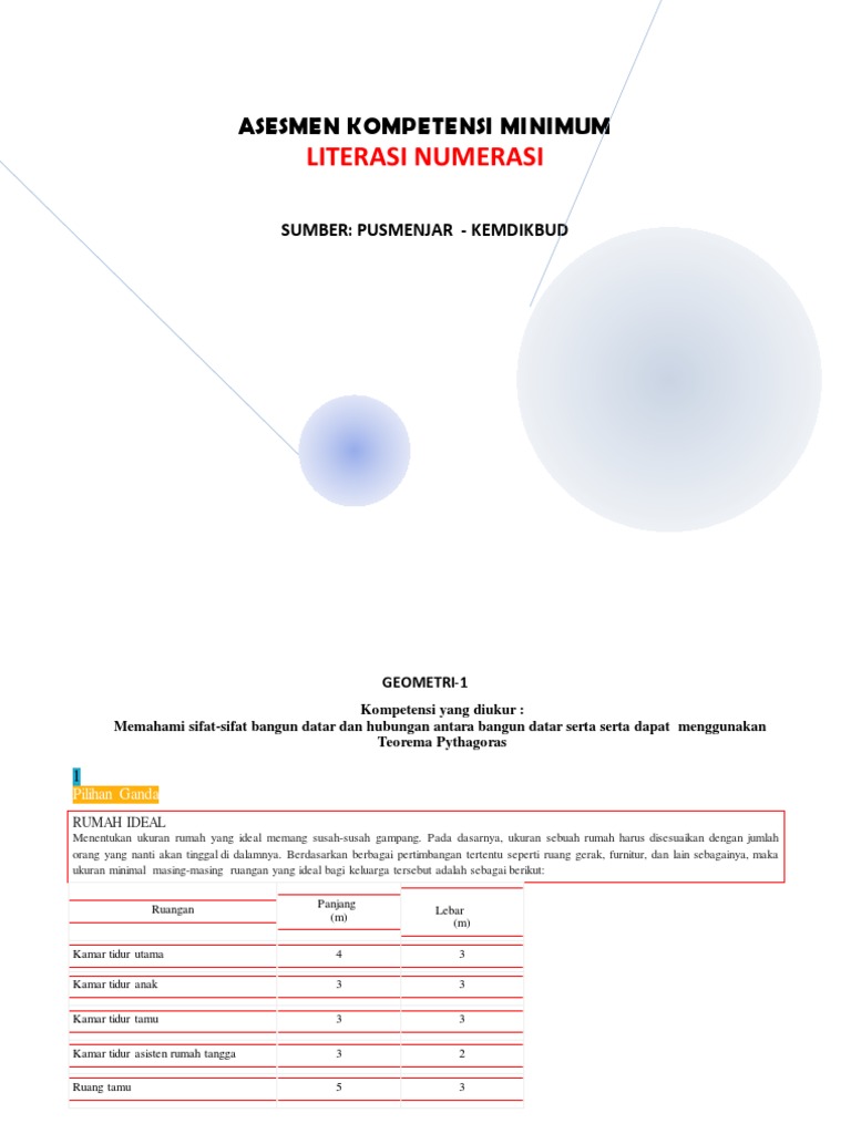 Akm Literasi Numerasi Pusmenjar | PDF