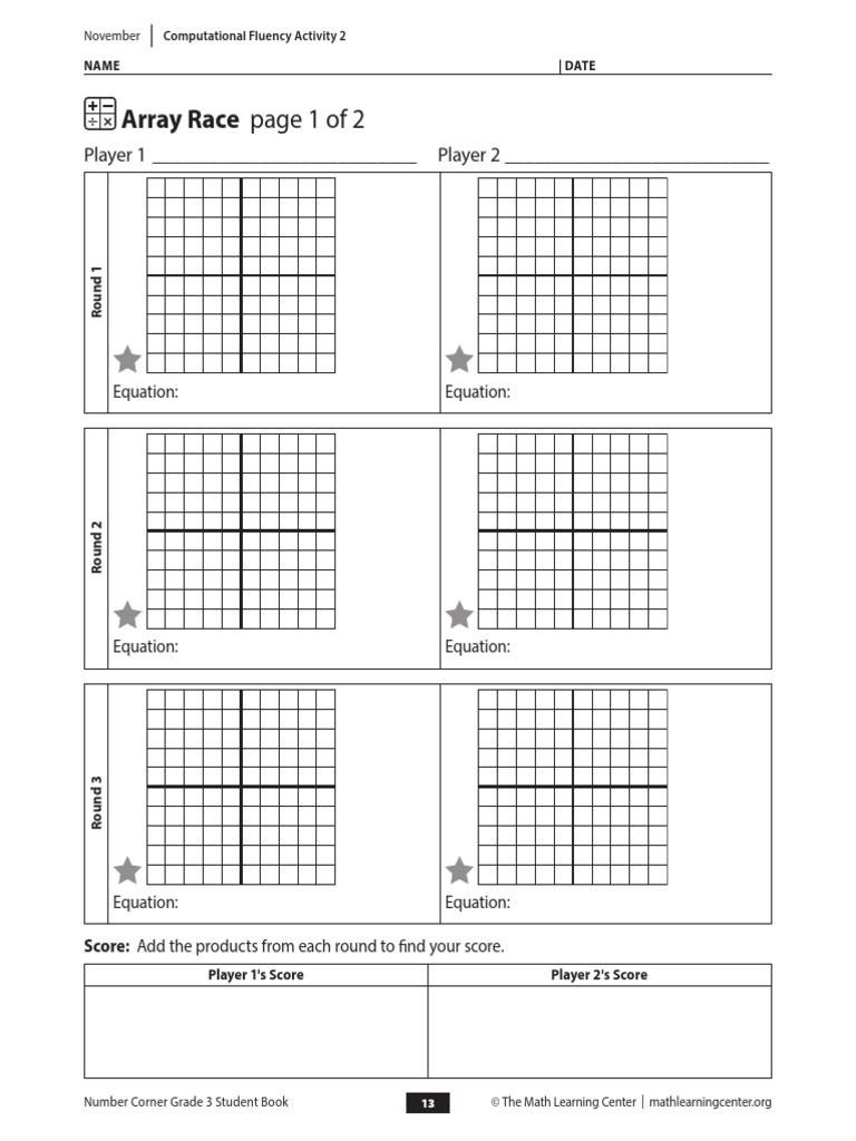 Array Race Record Sheet | PDF