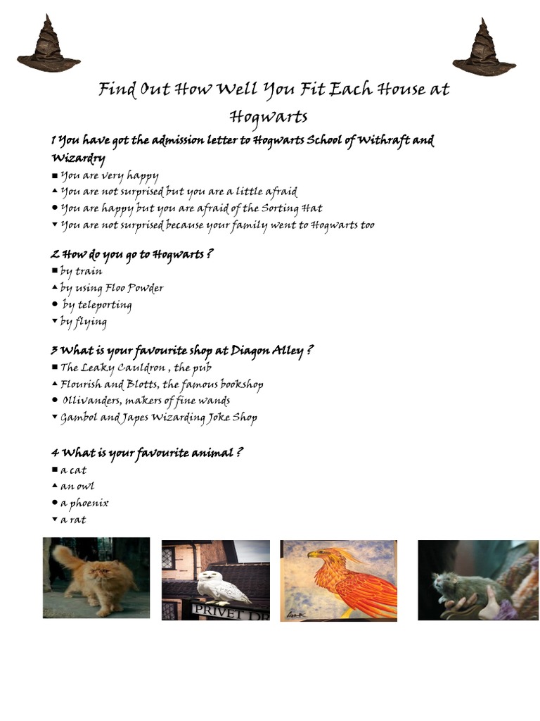 Hogwarts Sorting Hat Quiz | PDF | Fantasy Worlds | Fantasy