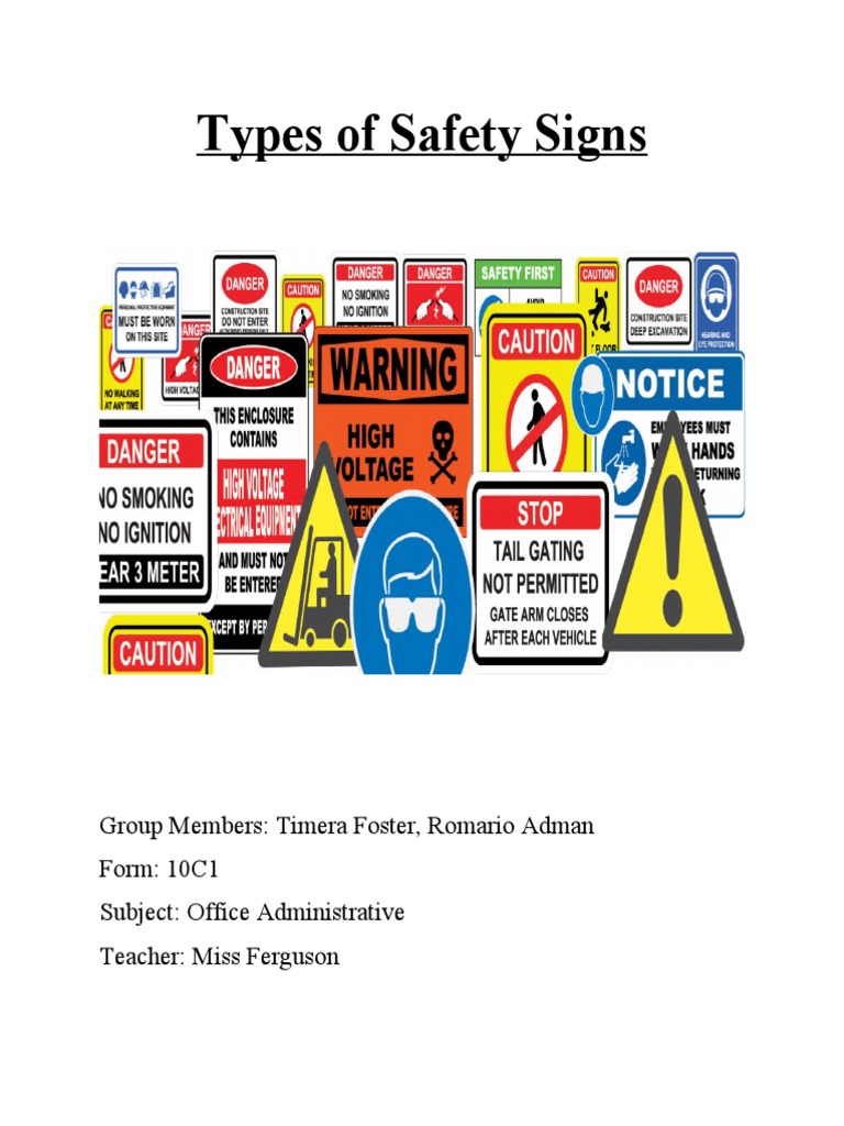 Types of Safety Signs | PDF | Personal Protective Equipment | High Voltage