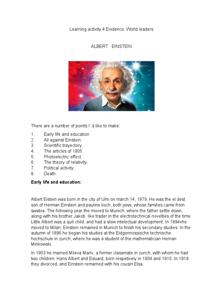 Albert Einstein: Life and Legacy Overview | PDF | Albert Einstein ...