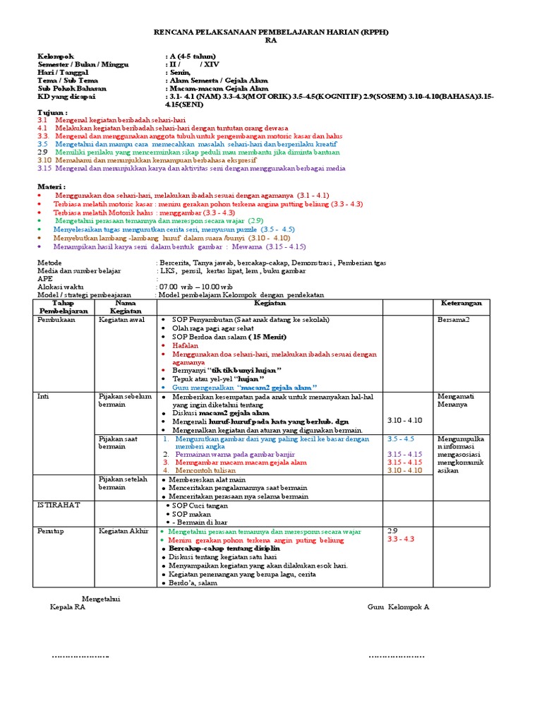RPPH A GEJALA ALAM Benar | PDF