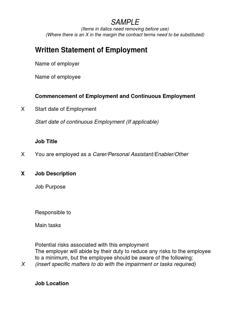 SAMPLE Statement of Employment | PDF | Pension | Employment
