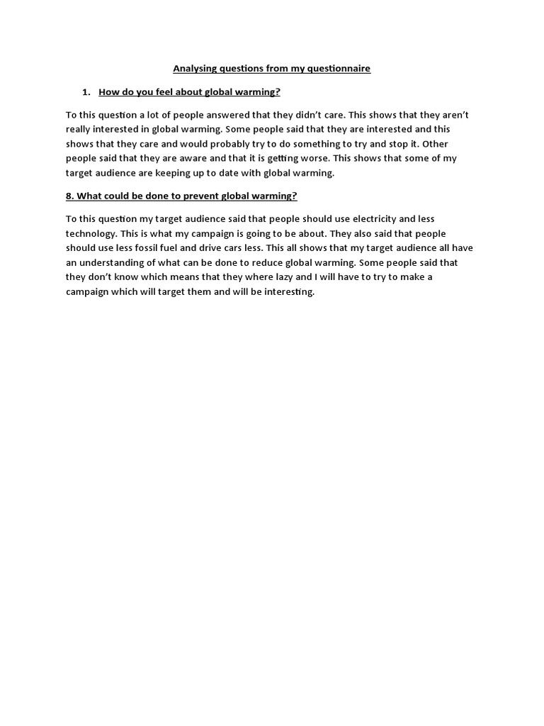 Analysing 5 Questions From My Questionnaire | PDF | Social Science