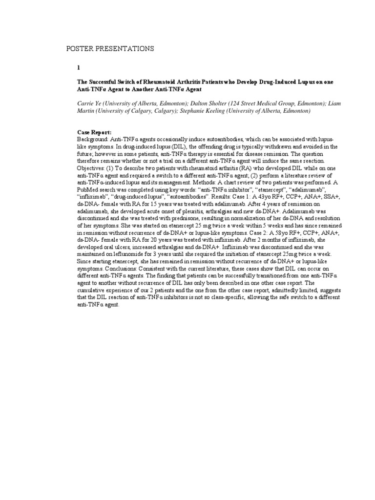 CRA 2010-Poster-Presentations | PDF | Rheumatology | Arthritis