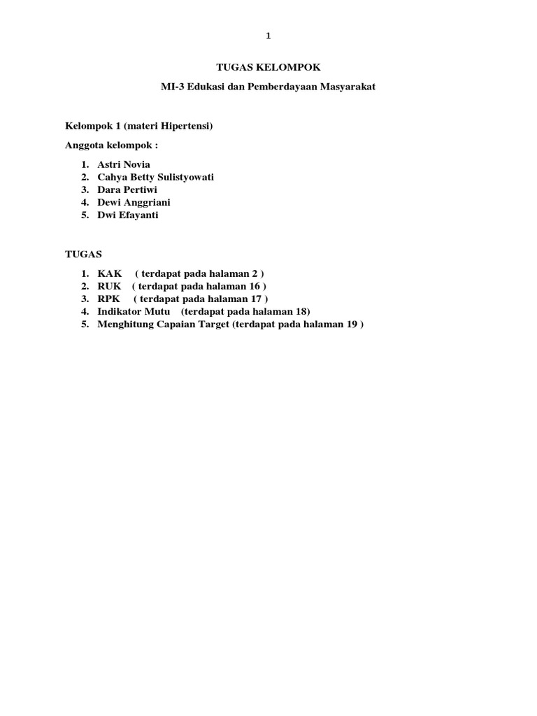KAK, RUK, RPK, Indikator Mutu, Menghitung Capaian Target - Kelompok 1 ...