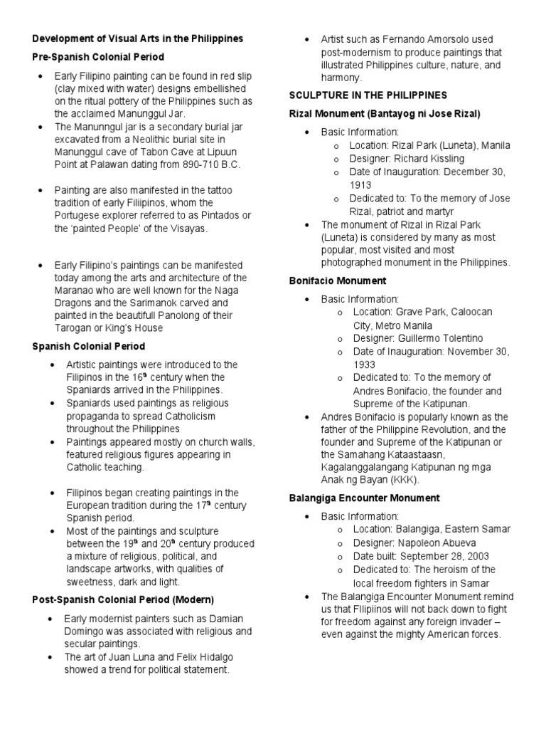 ARTS-1STWEEK-Development of Visual Arts in The PhilippinesX | PDF | Philippines | Paintings