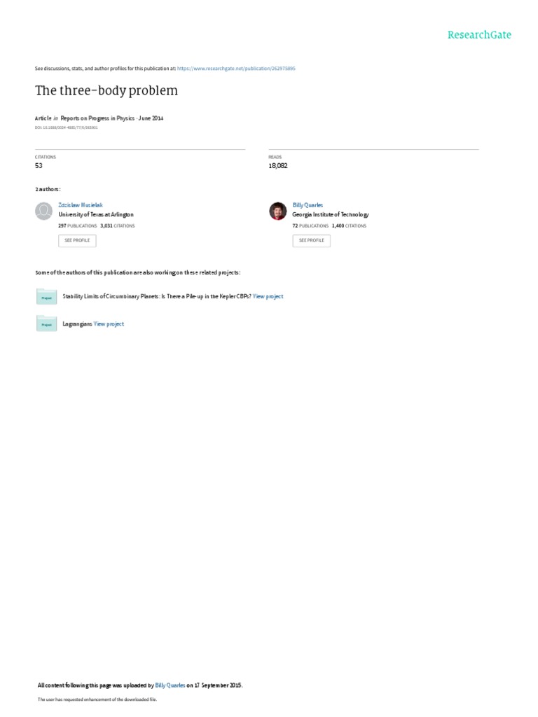 The Three-Body Problem | PDF | Ordinary Differential Equation ...