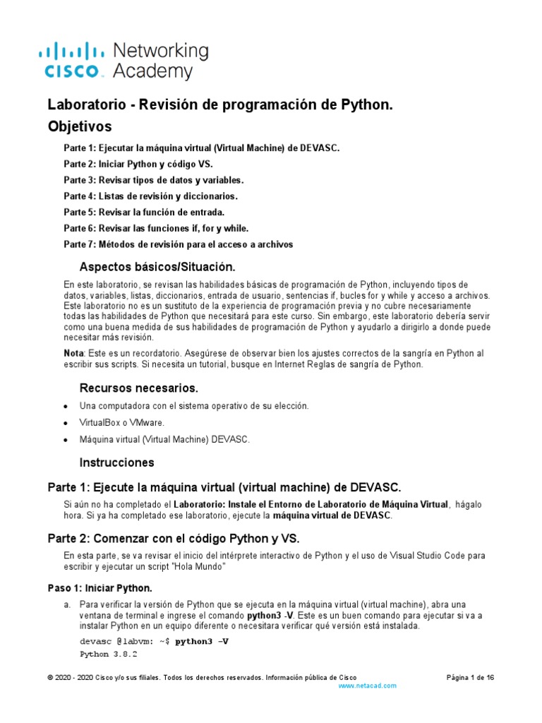 1.3.3 Lab - Python Programming Review | Descargar gratis PDF | Python (lenguaje de programación ...