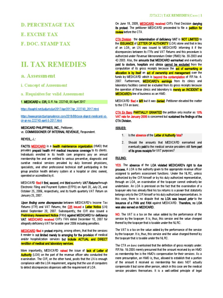 D Tax Remedies | PDF | Medicare (United States) | Judgment (Law)
