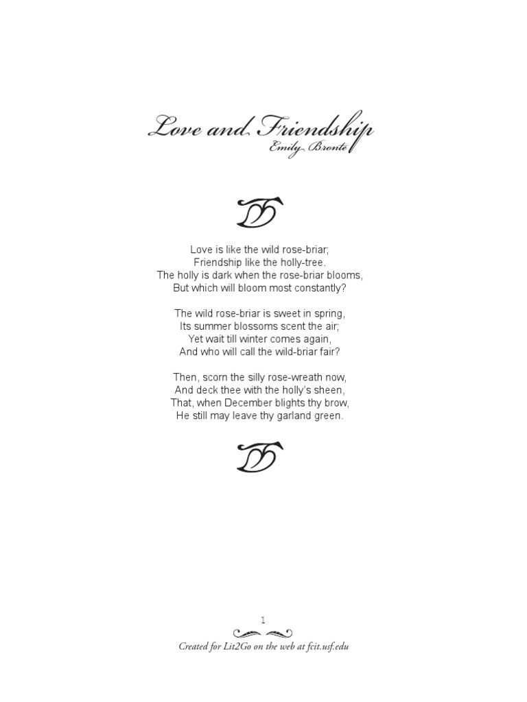 Love and Friendship by Emily Brontë | PDF