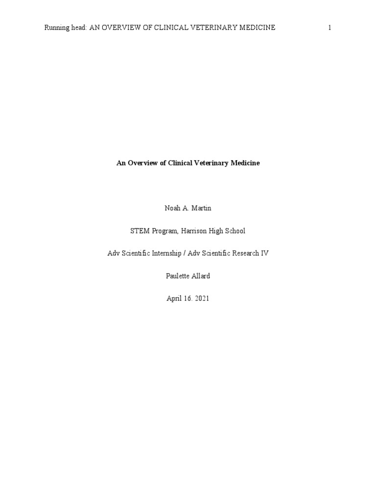 Research Paper Outline | PDF | Veterinary Medicine | Medicine