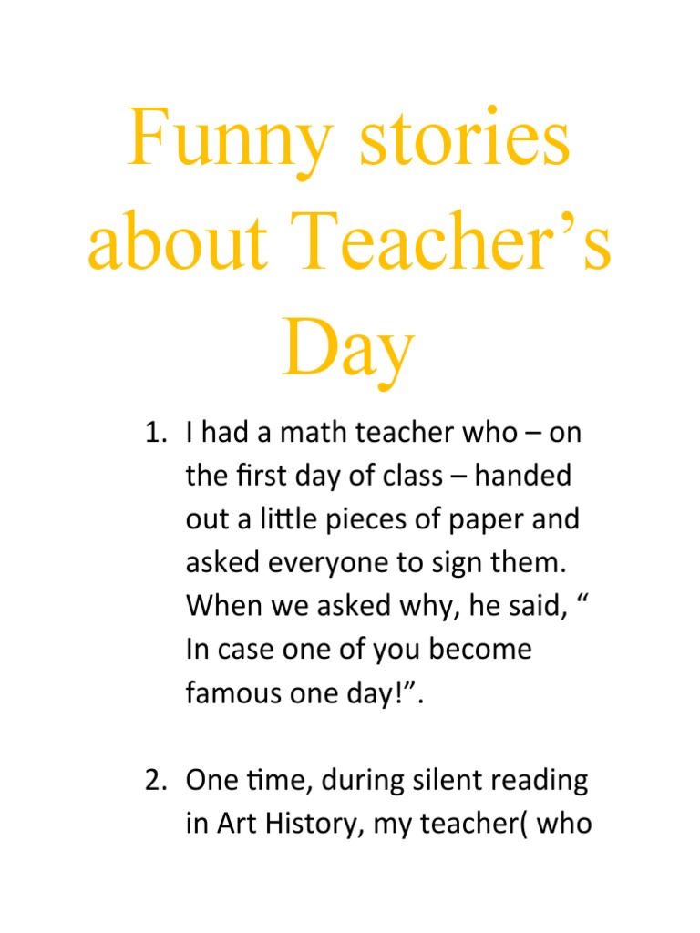 Humorous Teacher Stories for Appreciation | PDF | Teachers