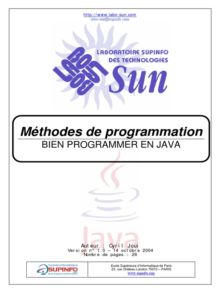 Cours Methodes de Programmation | PDF | Classe (informatique) | Java (Langage de programmation)