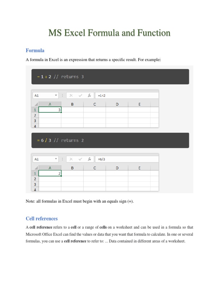 MS Excel Formula and Function | PDF