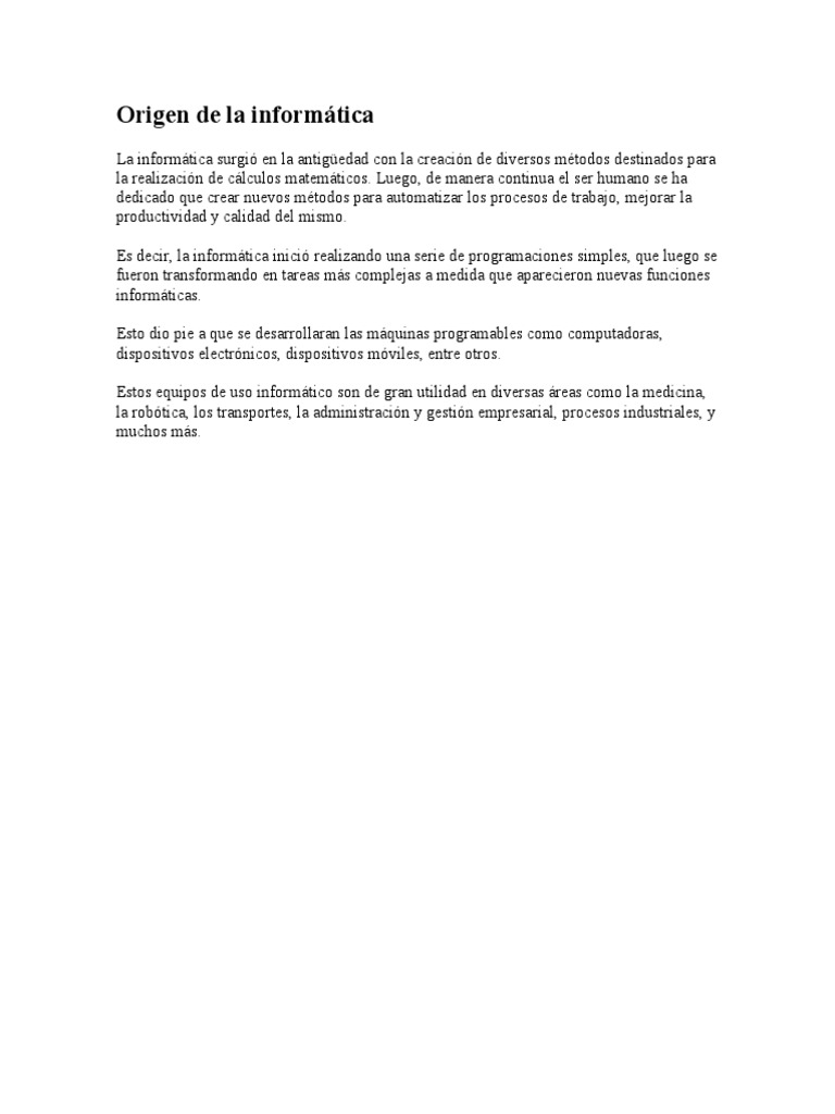 Origen de La Informática | PDF