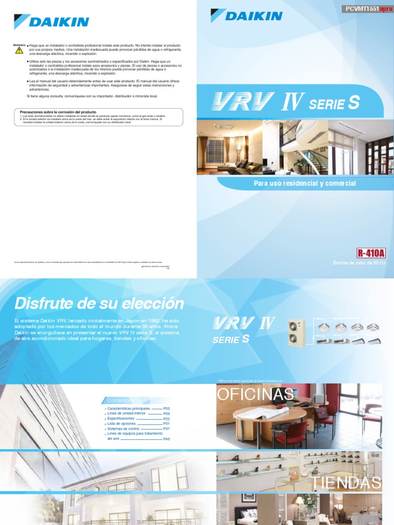 Daikin VRV IV S Series Brochure | PDF | Tubería (transporte de fluidos) | Cobre