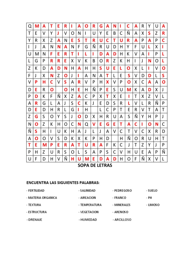 Sopa de Letras | PDF | Suelo | Materiales