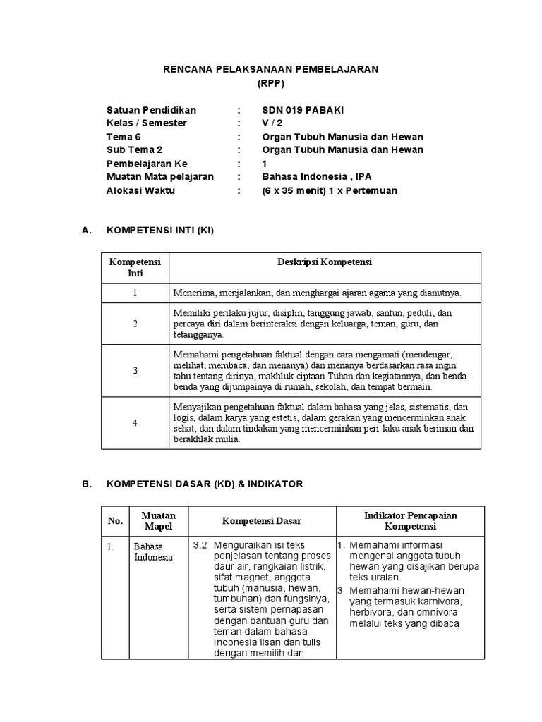 RPP TEMA 6 Pembelajaran Ke-1, Ke-2, Ke-3 | PDF