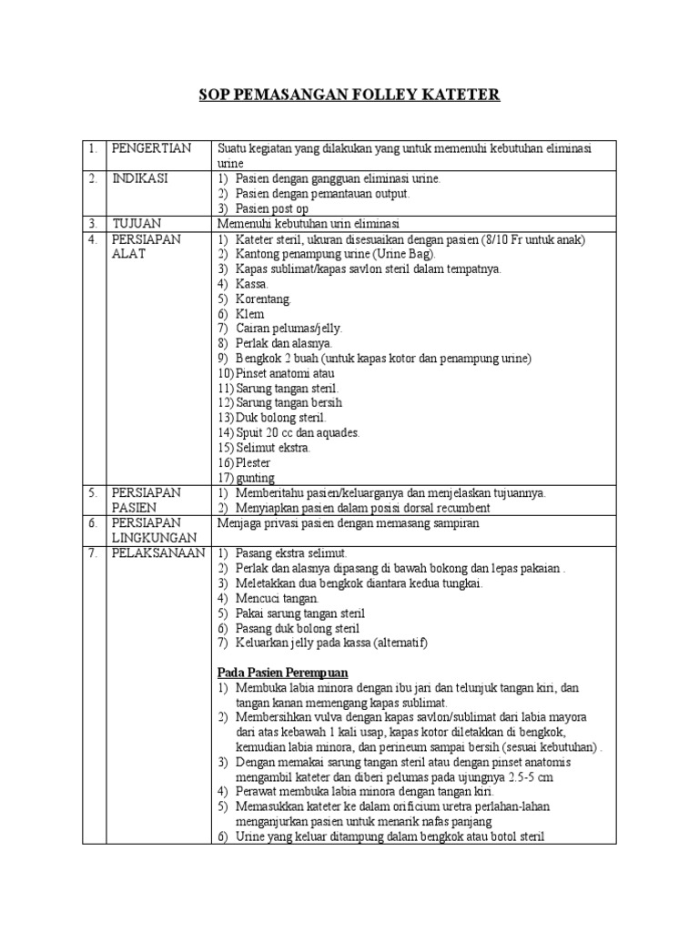 Sop Pemasangan Kateter | PDF