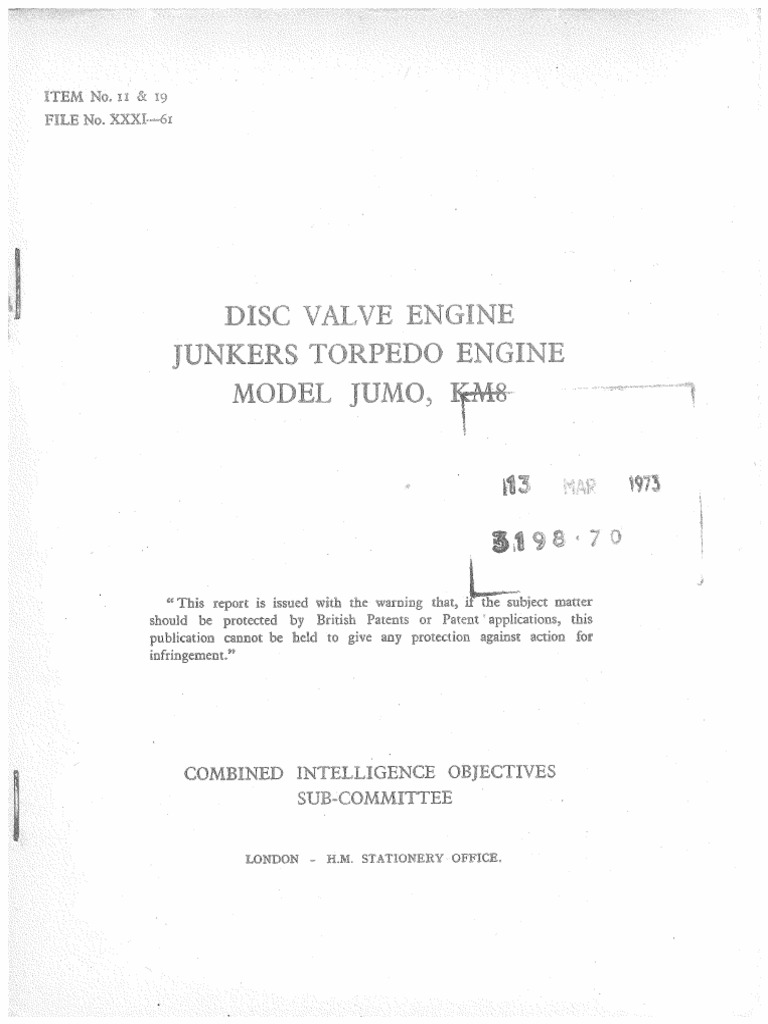 Junkers Disc Valve Torpedo Engine Jumo KM8 - Felix Wankel Design | PDF