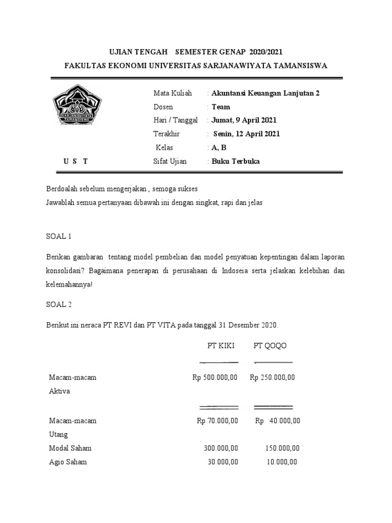 Uts Akl 2 | PDF | Pengelolaan Keuangan & Uang