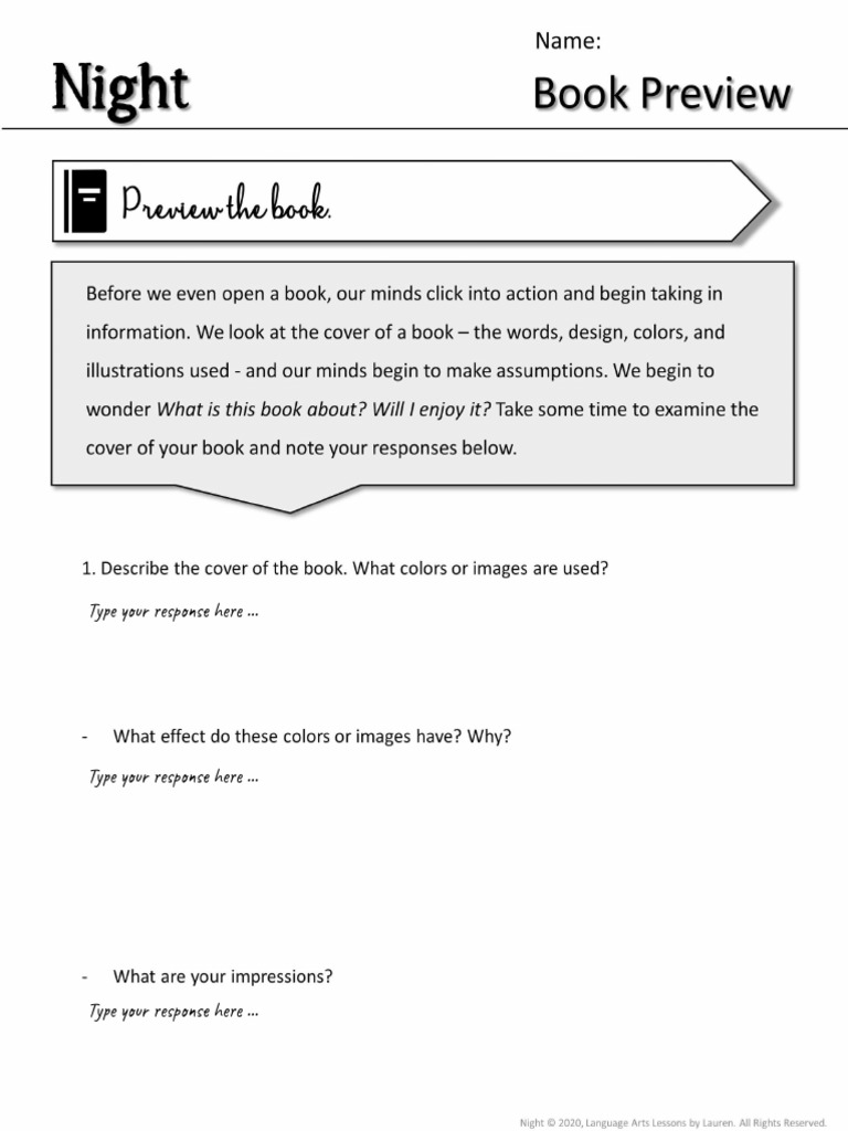 Charles Powell - Night - Pre-Reading Activities | PDF | Language Arts ...