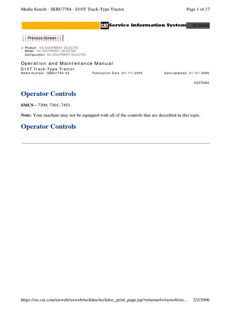 Operator Controls: Operation and Maintenance Manual | PDF ...