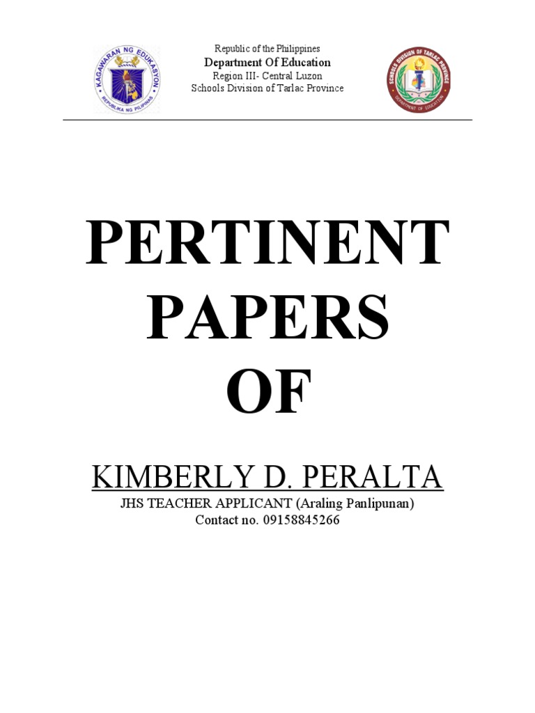 Pertinent Papers OF: Kimberly D. Peralta | PDF