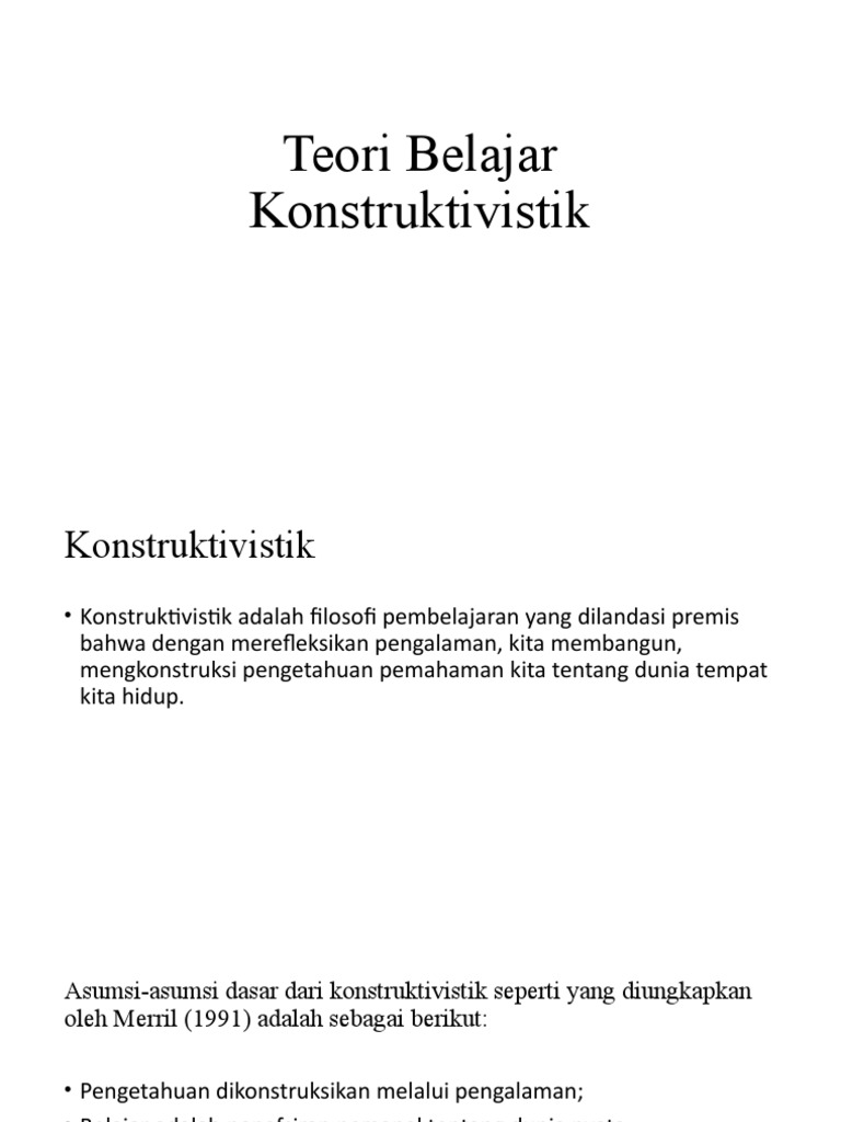 Teori Belajar Konstruktivistik | PDF Teori Belajar Konstruktivistik | PDF
