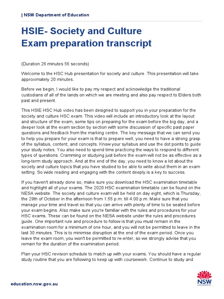 Hsie Society and Culture Examination Preparation Transcript s6 | PDF ...