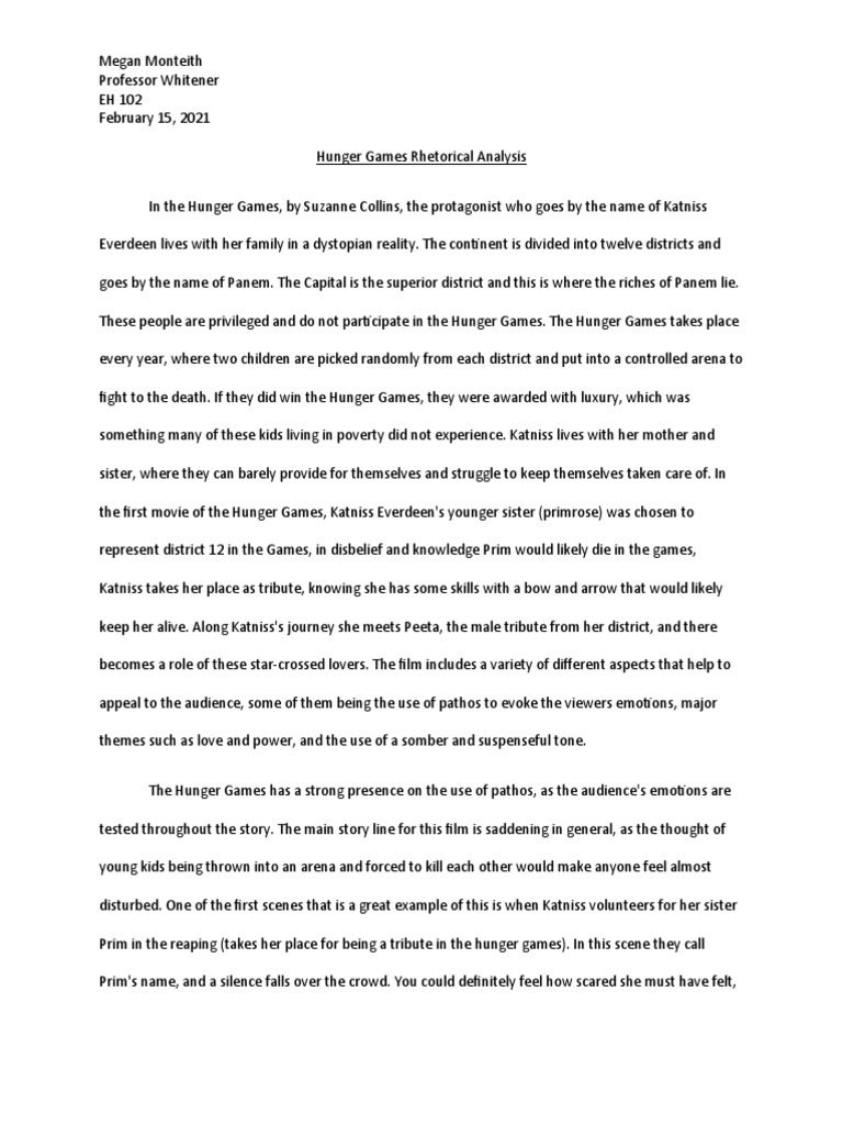 Rhetorical Analysis 2 | PDF | The Hunger Games