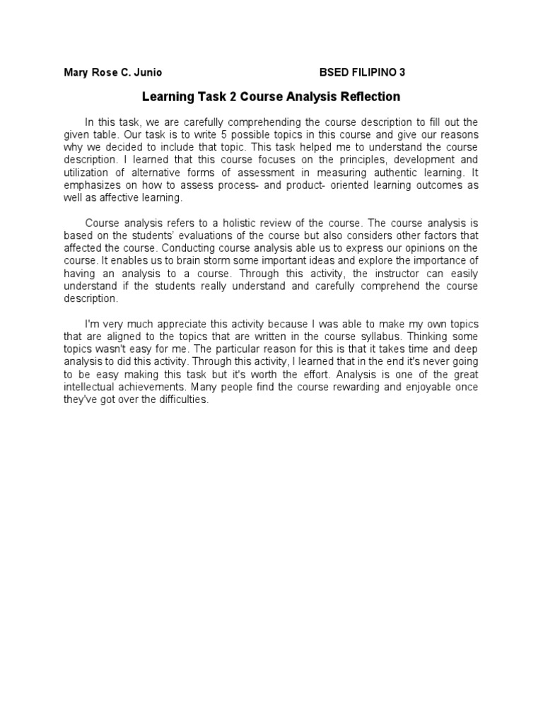Learning Task 2 Reflection