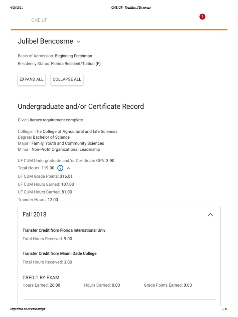 Unofficial Transcript | PDF | Advanced Placement | Educational Stages