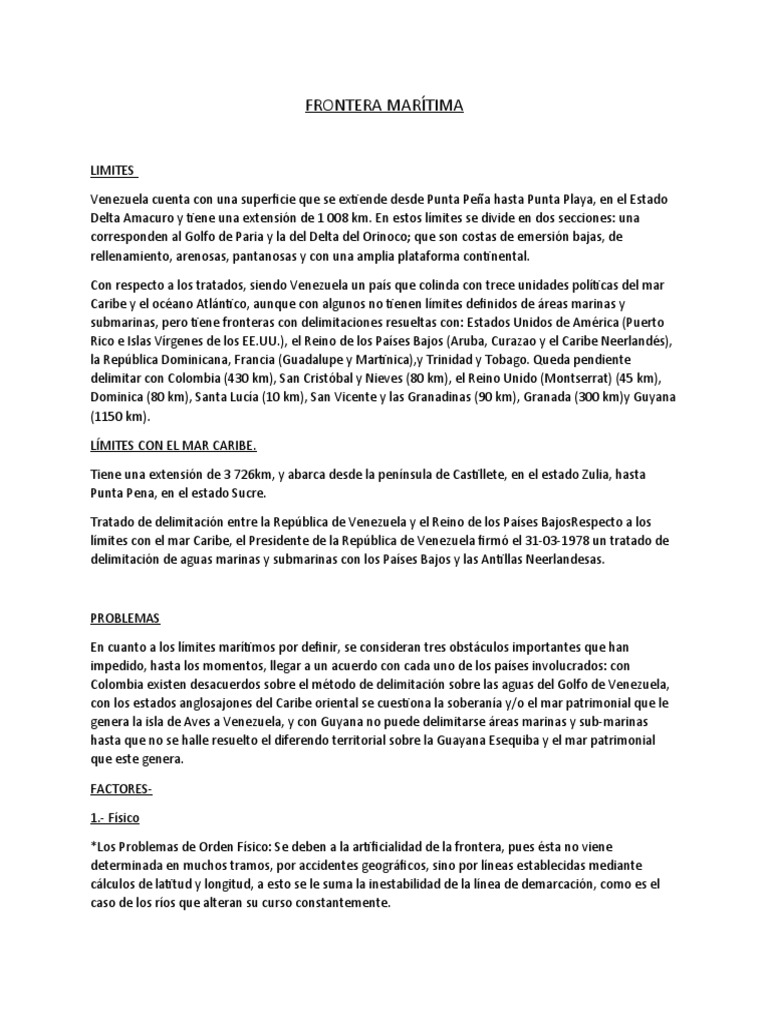 Frontera Marítima | PDF | Venezuela | Geografía