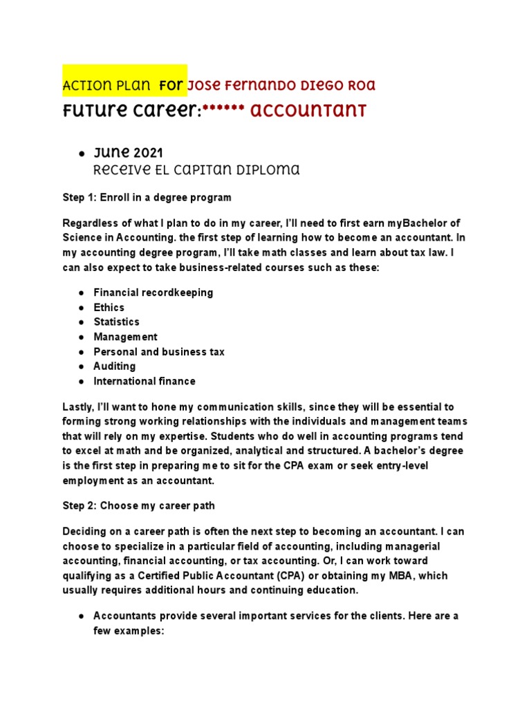 Action Plan | PDF | Accountant | Certified Public Accountant