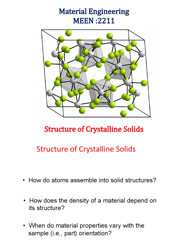 1-Structure of Solids (Metals) | PDF | Crystal Structure | Crystal