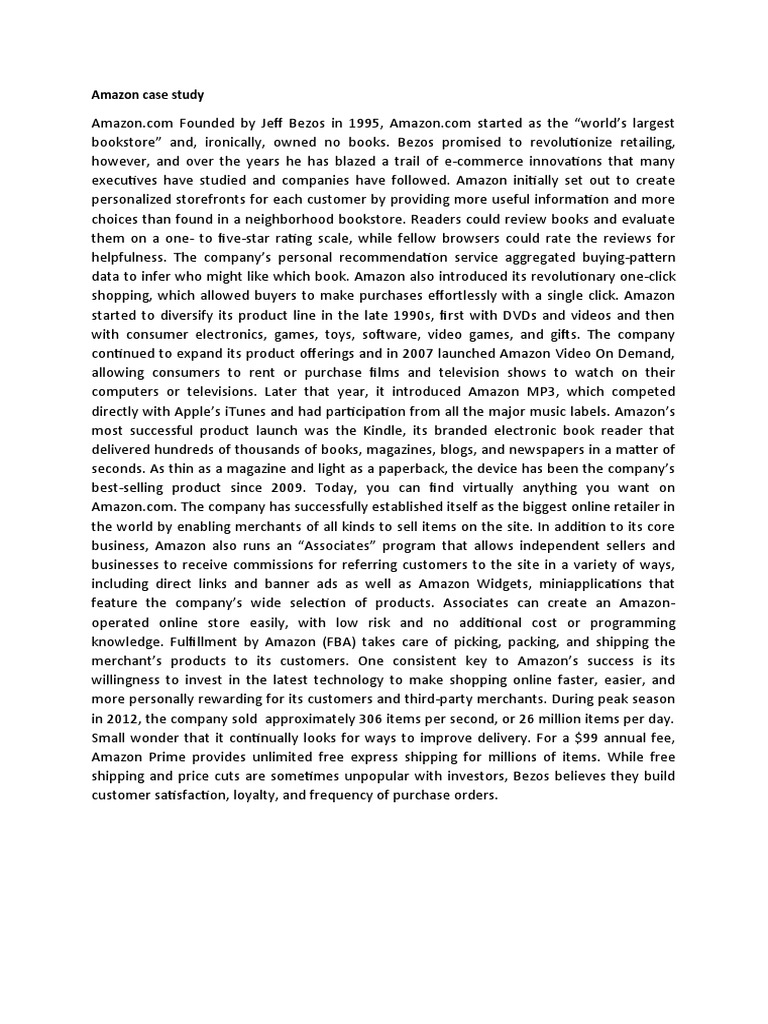 Amazon Case Study | PDF | Online Shopping | Business Economics