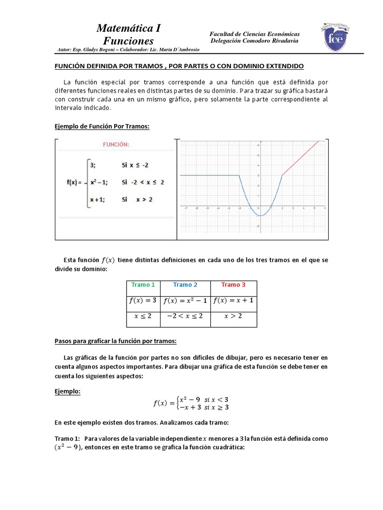 Funciones Definidas por Tramos | PDF | Función (Matemáticas ...
